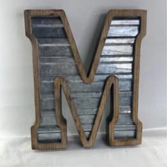 Other | 14 Inch Wood Corrugated Metal Letter M B D | Poshmark